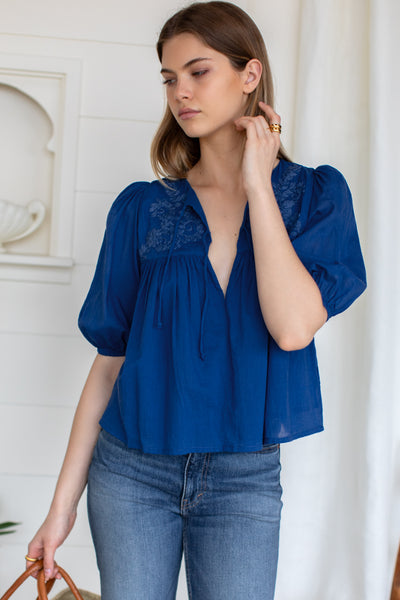 Embroidered Puff Isla Top - Limoges Organic - Emerson Fry