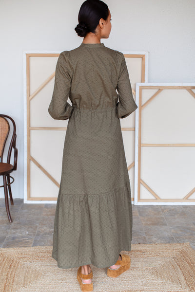 Frances 3 Dress - Moss Swiss Dot Organic - Emerson Fry