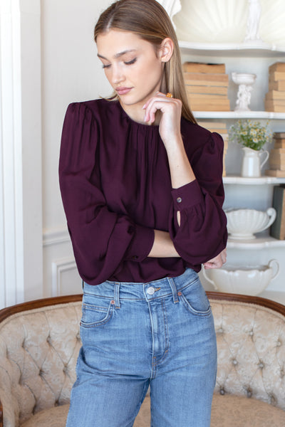 Gathered Neckline Top - Winetasting - Emerson Fry
