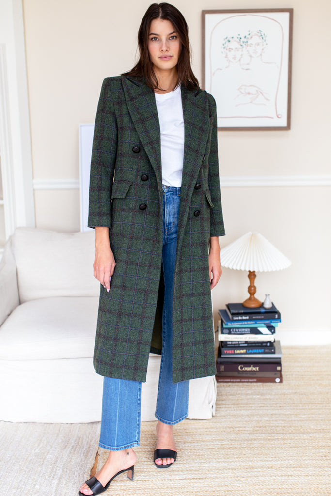 Julius Long Coat - Green Plaid Wool - Emerson Fry
