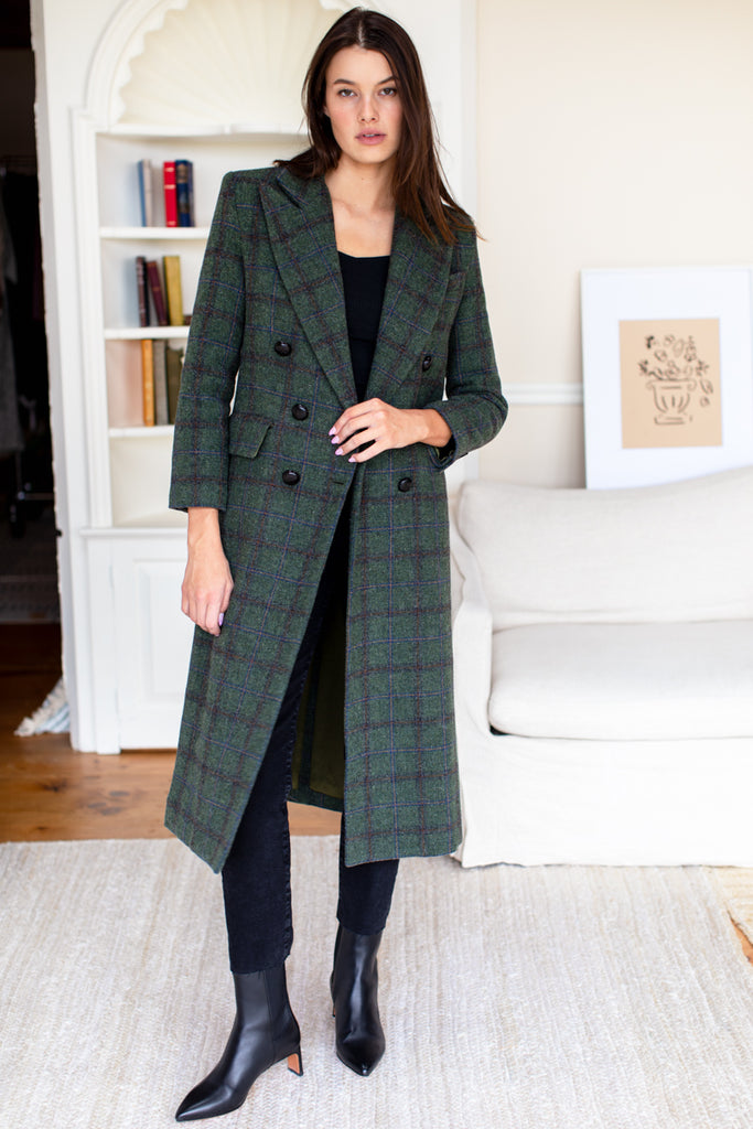 Julius Long Coat - Green Plaid Wool - Emerson Fry
