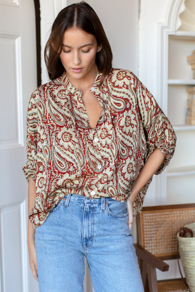 Mandarin Collar Top - Batik - Emerson Fry