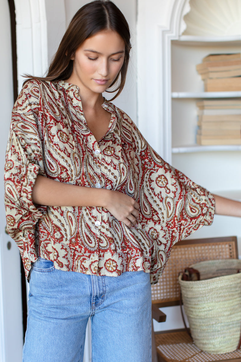 Mandarin Collar Top - Batik - Emerson Fry
