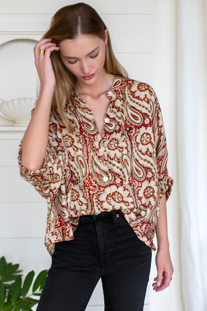 Mandarin Collar Top - Batik - Emerson Fry