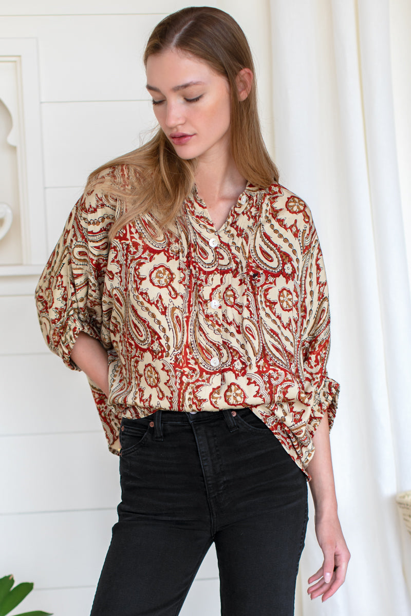Mandarin Collar Top - Batik - Emerson Fry
