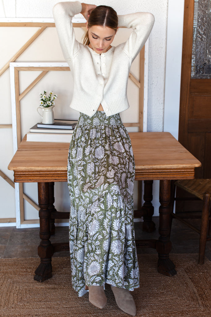 Shirred Skirt - Arles Gothic Olive - Emerson Fry