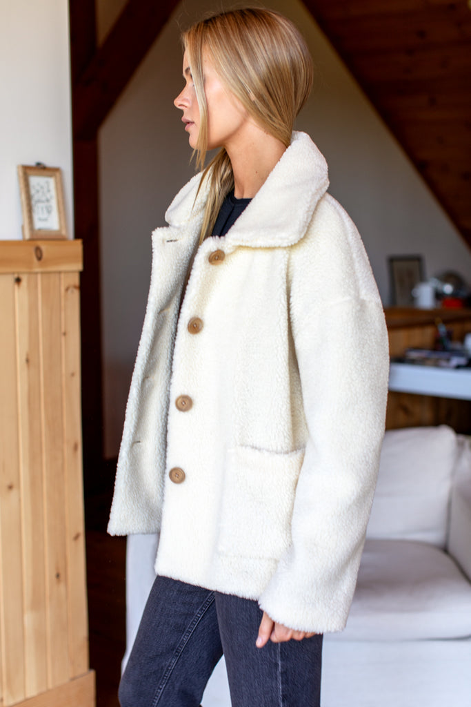 Shorty Teddy Coat - Ivory - Emerson Fry