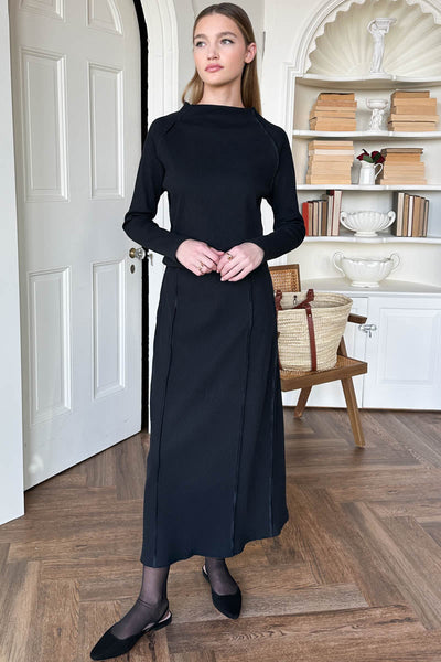 Knit Skirt - Black Swan Rib - Emerson Fry