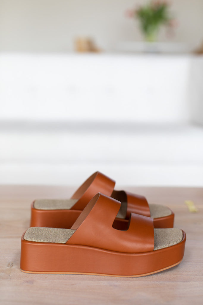 Platform Slide - Almond Leather - Emerson Fry
