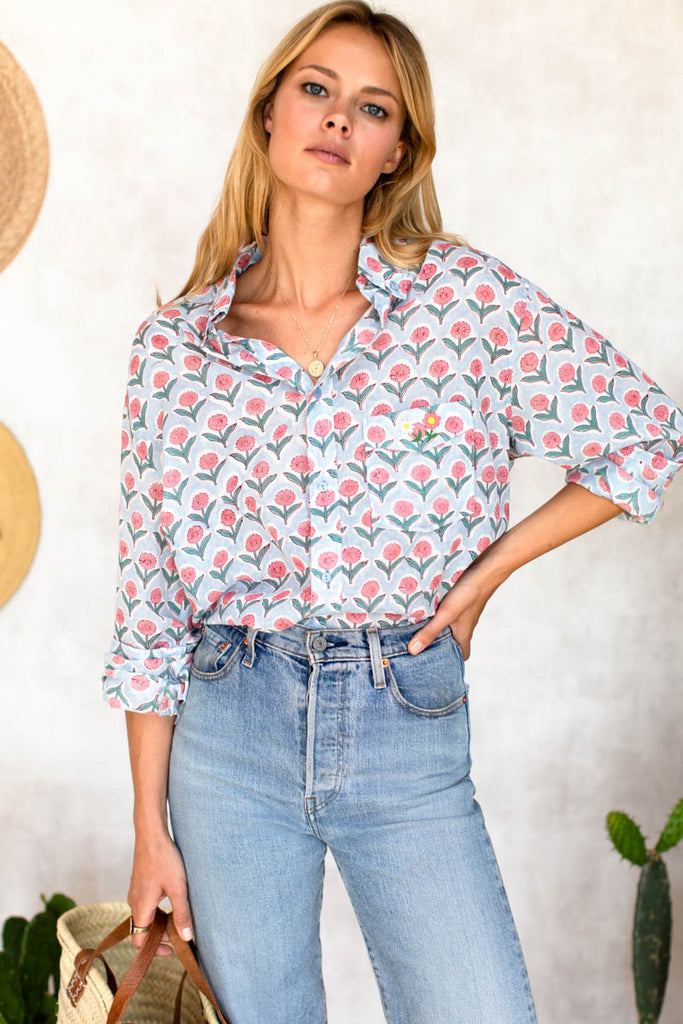 Ryan Shirt - Frances Blue + Pink Organic - Emerson Fry