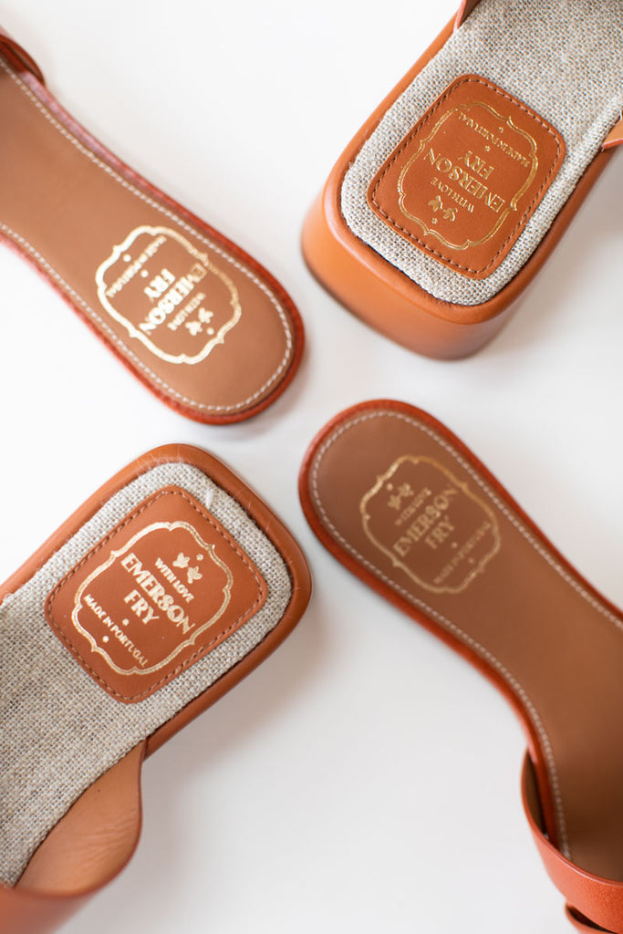 Platform Slide - Almond Leather - Emerson Fry