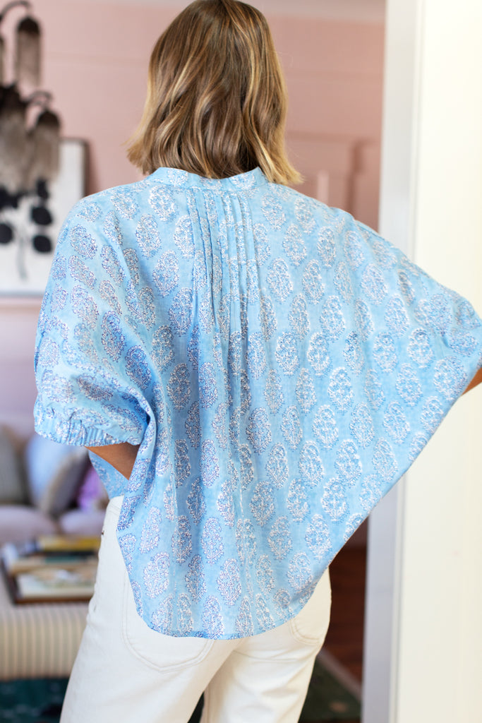 Mandarin Collar Top - Florence Mist Organic - Emerson Fry