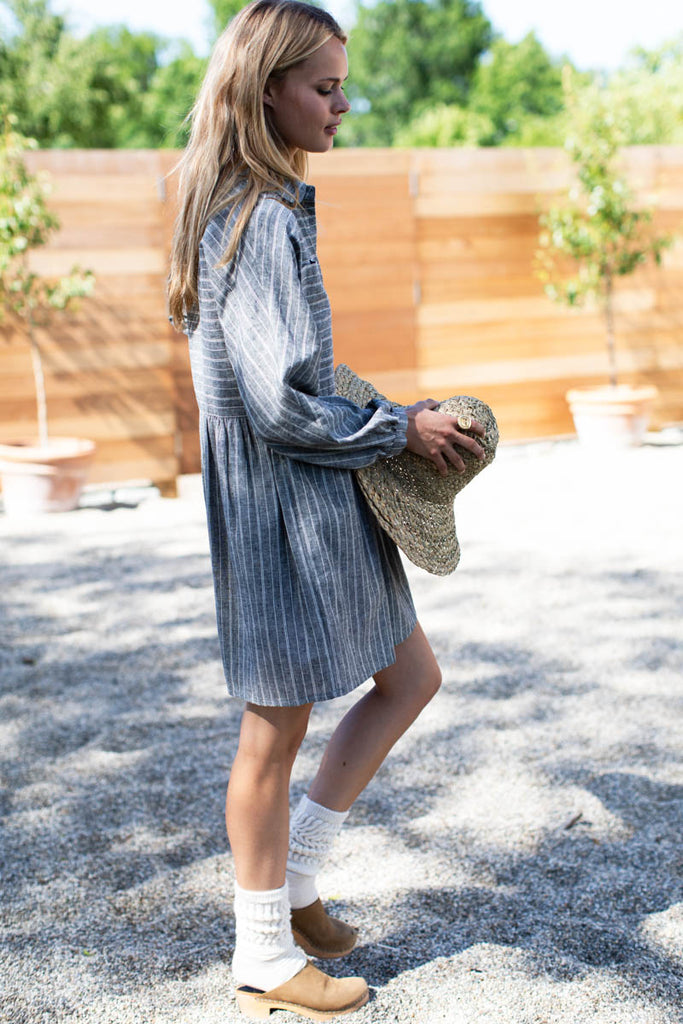 Selma Long Sleeve Dress - Black Stripe Hemp Organic - Emerson Fry