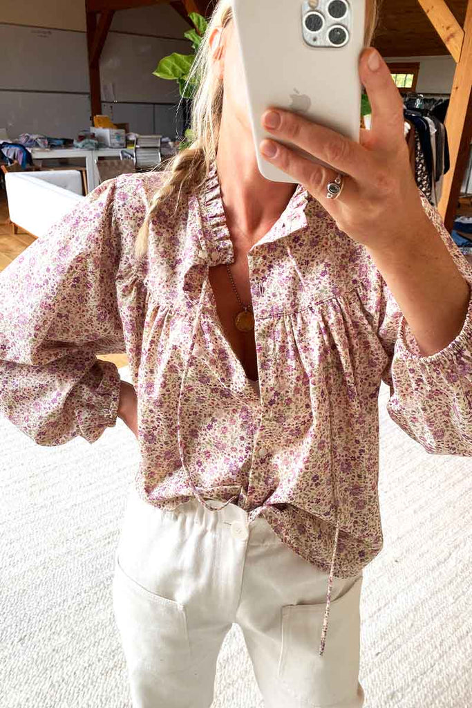 Cecile Blouse - Purple Calico Floral - Emerson Fry