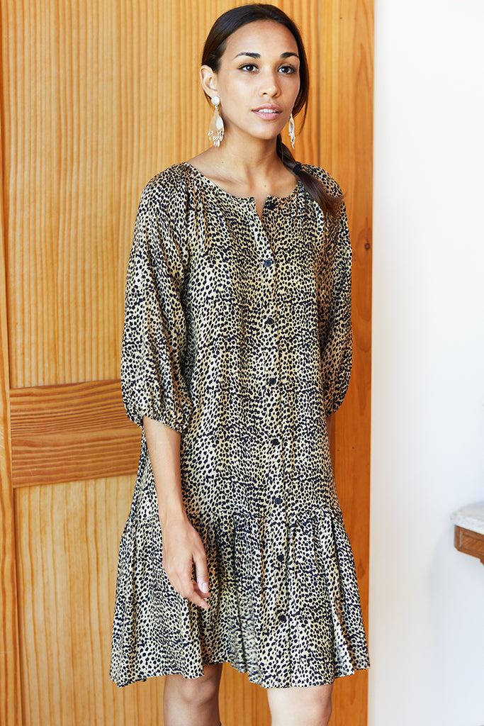 Emelia Dress - Little Cheetah Silk - Emerson Fry