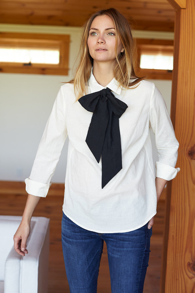 Ribbons Blouse - Ecru 2 Tie - Emerson Fry
