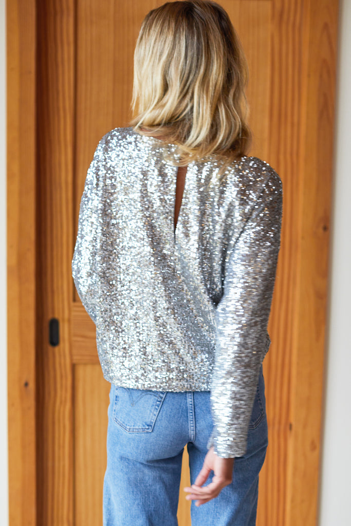 2020 Keyhole Top - Silver Sequin - Emerson Fry