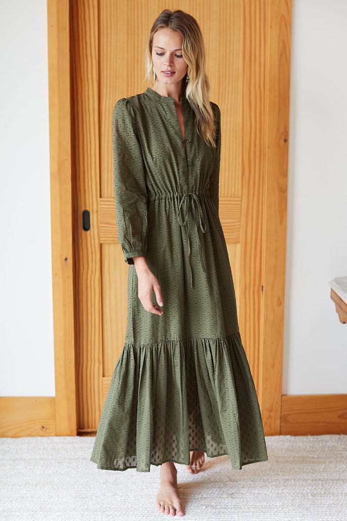 Frances Dress 3 - Moss Swiss Dot Organic - Emerson Fry